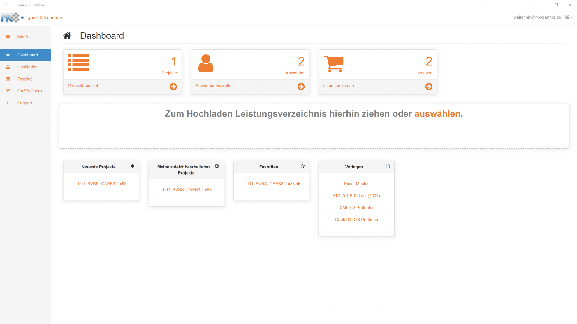 Dashboard: Ihre Zentrale für allen Aufgaben mit gaeb-365.online