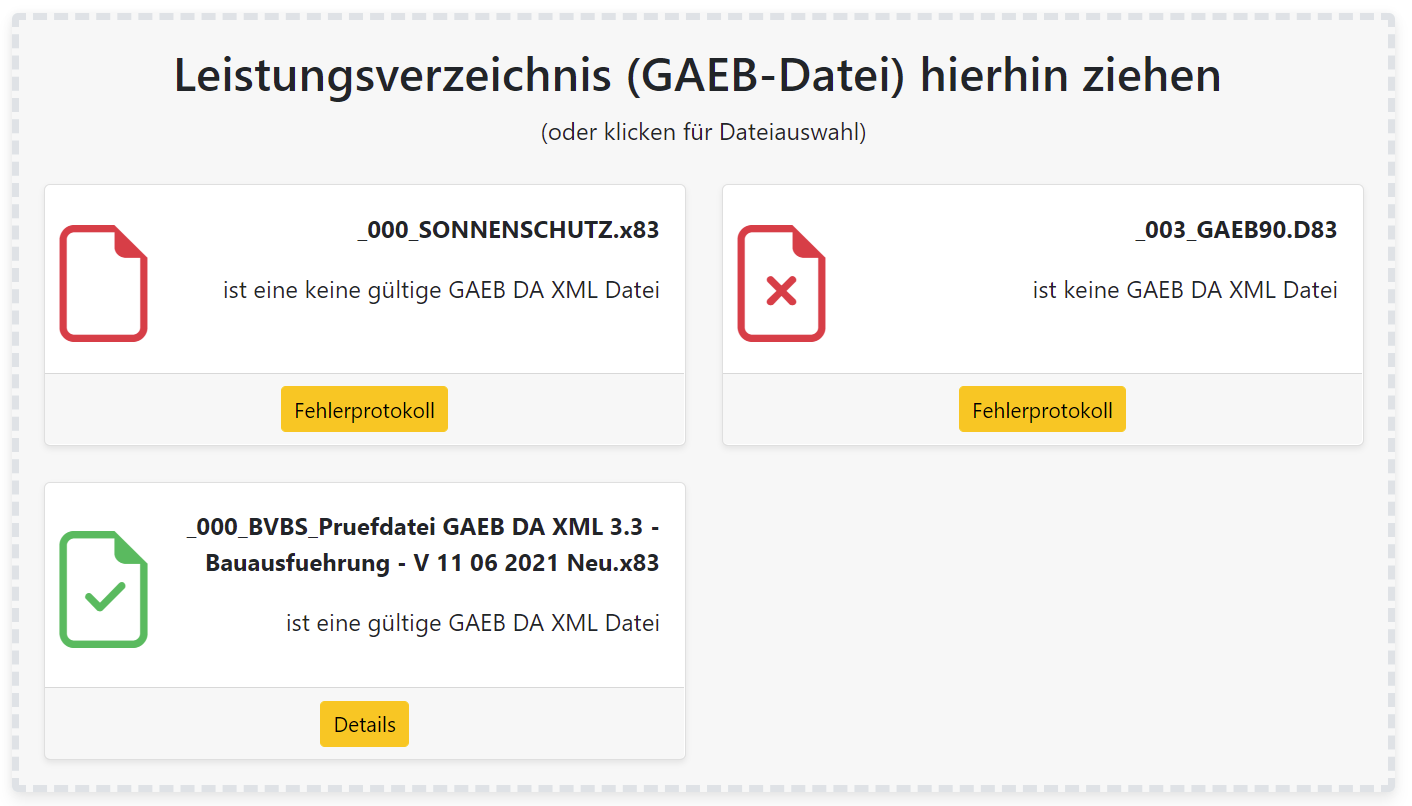 GAEB-Datei checken mit GAEB 365 Online ist einfach!